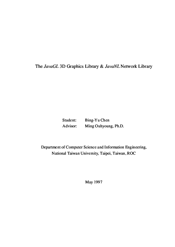 (PDF) The JavaGL 3D Graphics Library & JavaNL Network Library