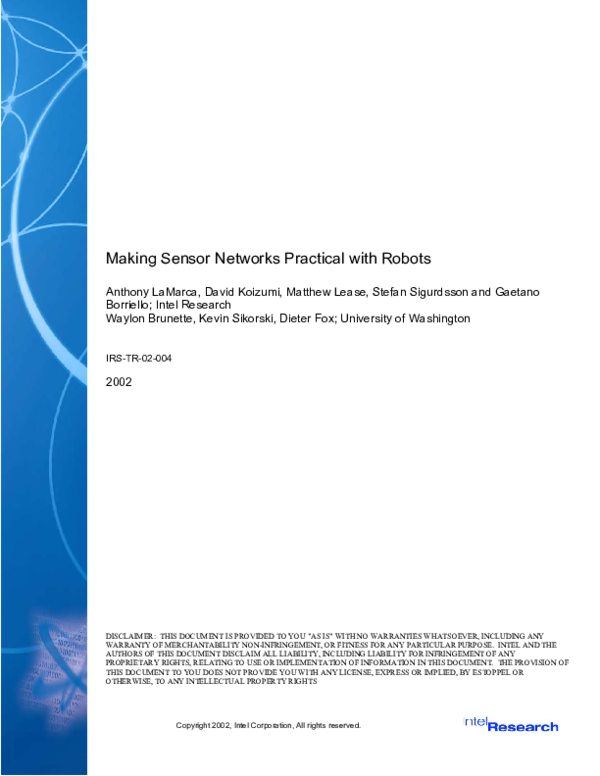 (PDF) Making Sensor Networks Practical with Robots