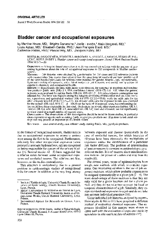 (PDF) Bladder cancer and occupational exposures