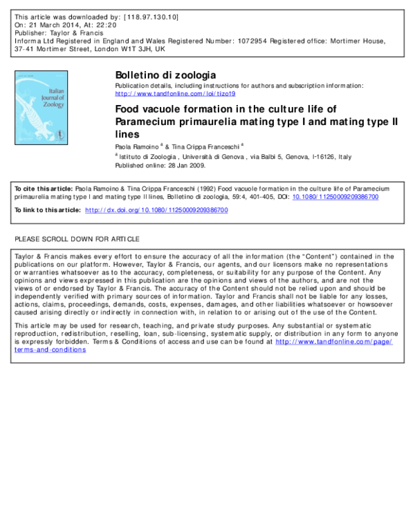 (PDF) Food vacuole formation in the culture life of Paramecium ...