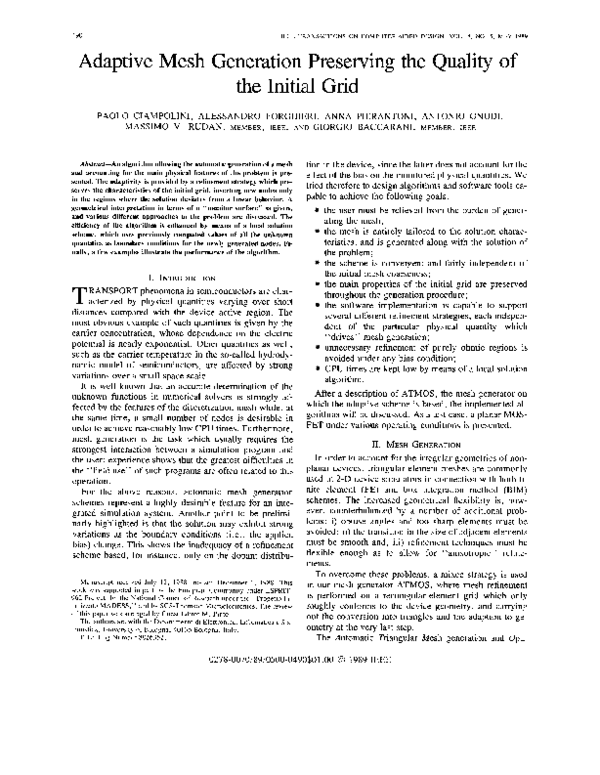 (PDF) Adaptive mesh generation preserving the quality of the initial grid