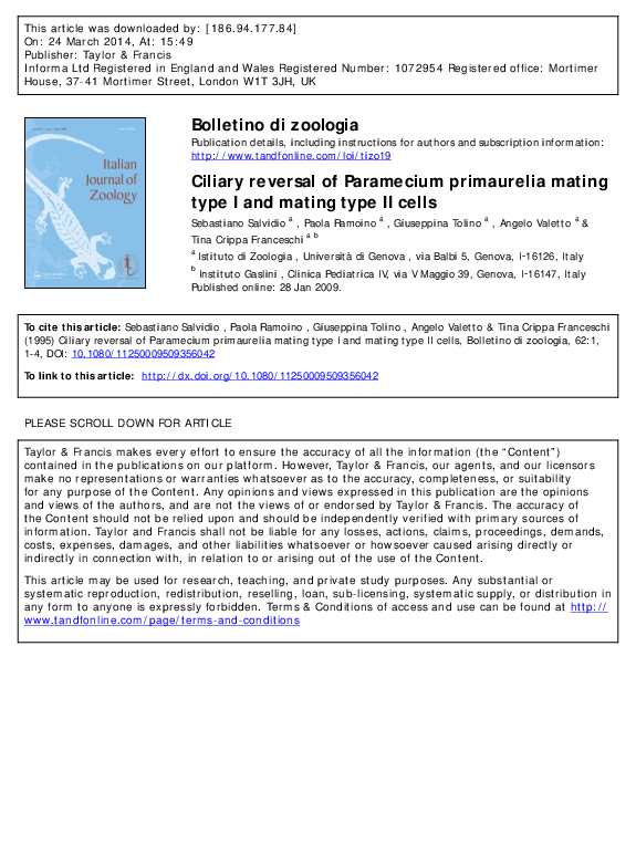 (PDF) Ciliary reversal of Paramecium primaurelia mating type I and ...