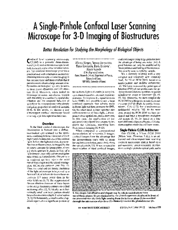 (PDF) A single-pinhole confocal laser scanning microscope for 3-D ...