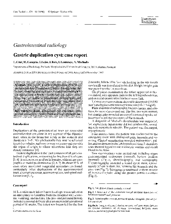 (PDF) Gastric duplication cyst: case report