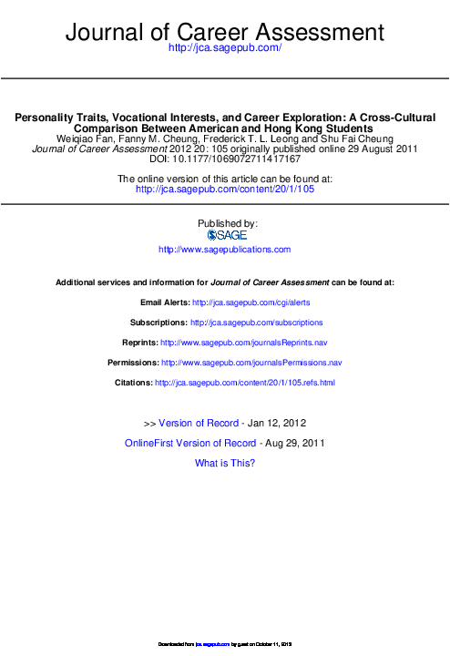 (PDF) Personality Traits, Vocational Interests, and Career Exploration ...