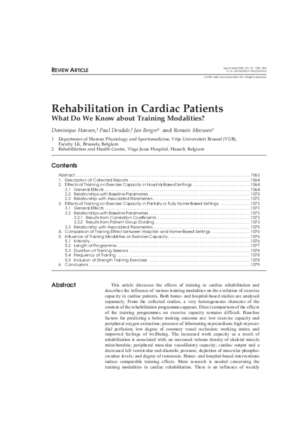 (PDF) Rehabilitation in Cardiac Patients