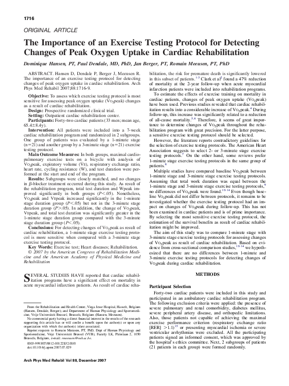 (PDF) The Importance of an Exercise Testing Protocol for Detecting ...