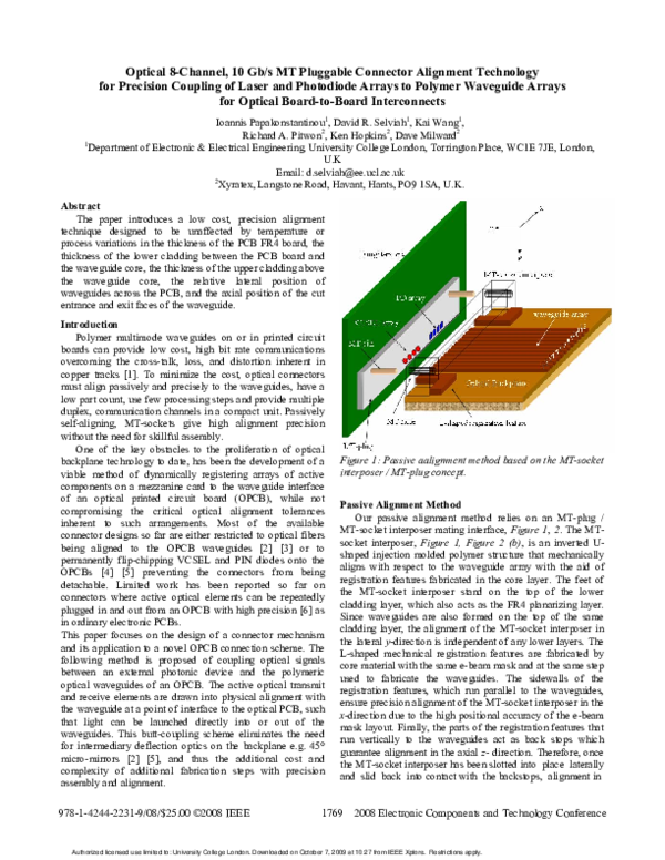 (PDF) Optical 8-channel, 10 Gb/s MT pluggable connector alignment ...
