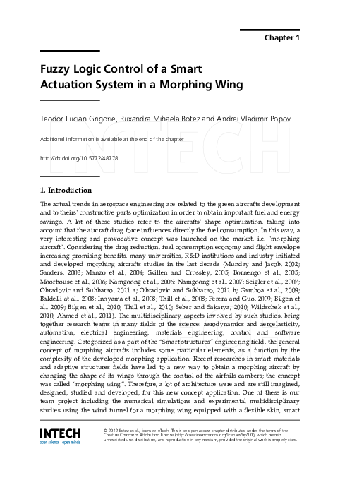 (PDF) Fuzzy Logic Control of a Smart Actuation System in a Morphing Wing