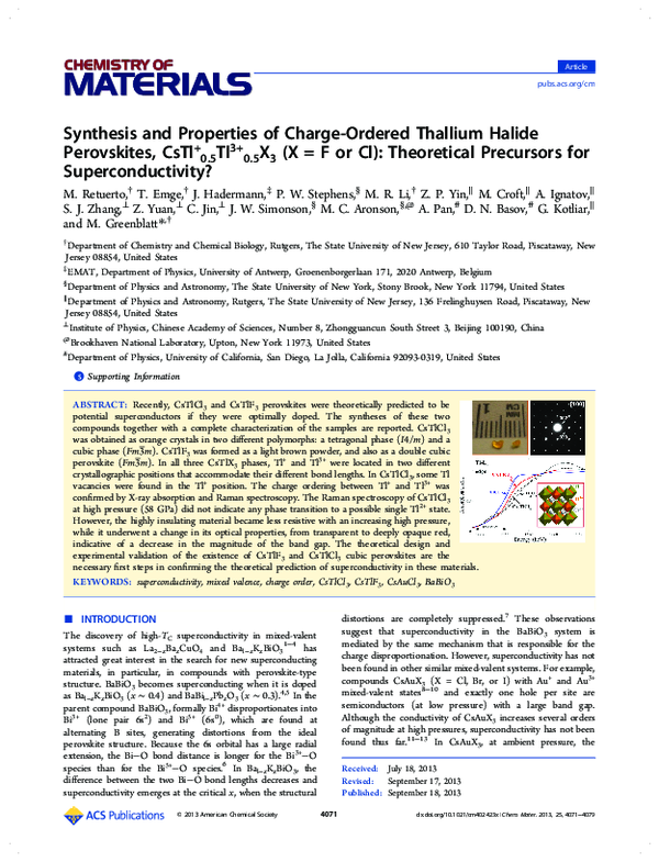 (PDF) Synthesis and Properties of Charge-Ordered Thallium Halide ...