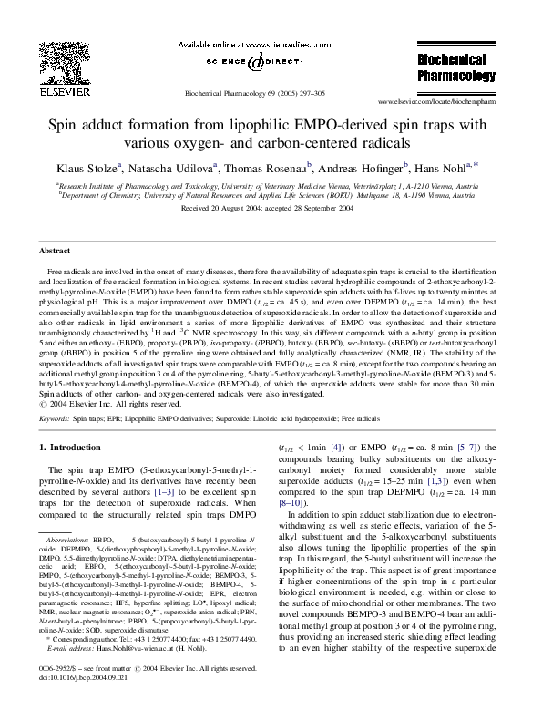 (PDF) Spin adduct formation from lipophilic EMPO-derived spin traps ...