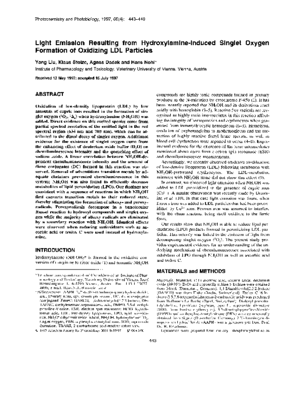 (PDF) Light Emission Resulting from Hydroxylamine-Induced Singlet ...