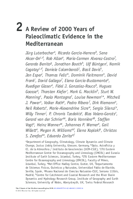 (PDF) A review of 2000 years of paleoclimatic evidence in the mediterranean