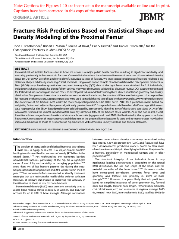(PDF) Fracture Risk Predictions Based on Statistical Shape and Density Modeling of the Proximal ...