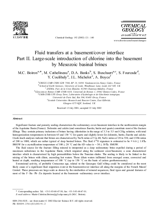 (PDF) Fluid transfers at a basement/cover interface:: Part II. Large ...