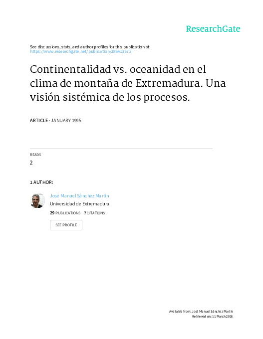 (PDF) Continentalidad vs. oceanidad en el clima de montaña de ...