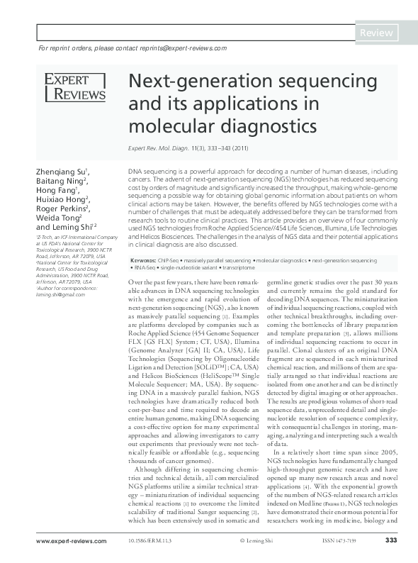 (PDF) Next generation sequencing and its application in deciphering head and neck cancer