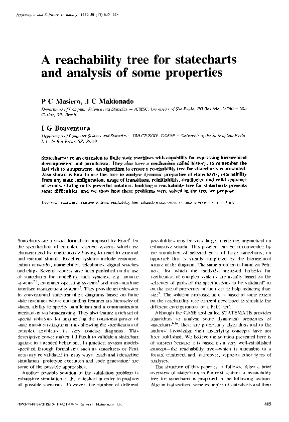 (PDF) A reachability tree for statecharts and analysis of some properties