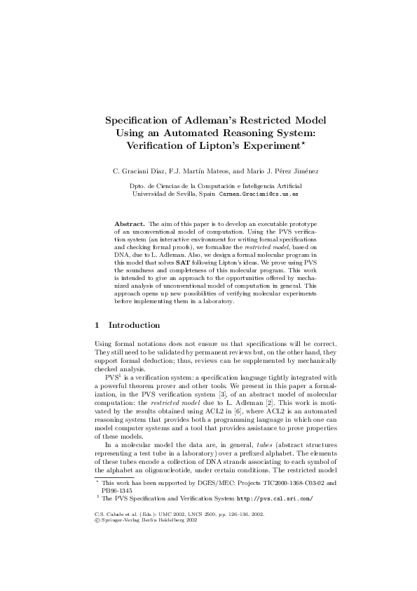 (PDF) Specification of Adleman’s Restricted Model Using an Automated Reasoning System ...