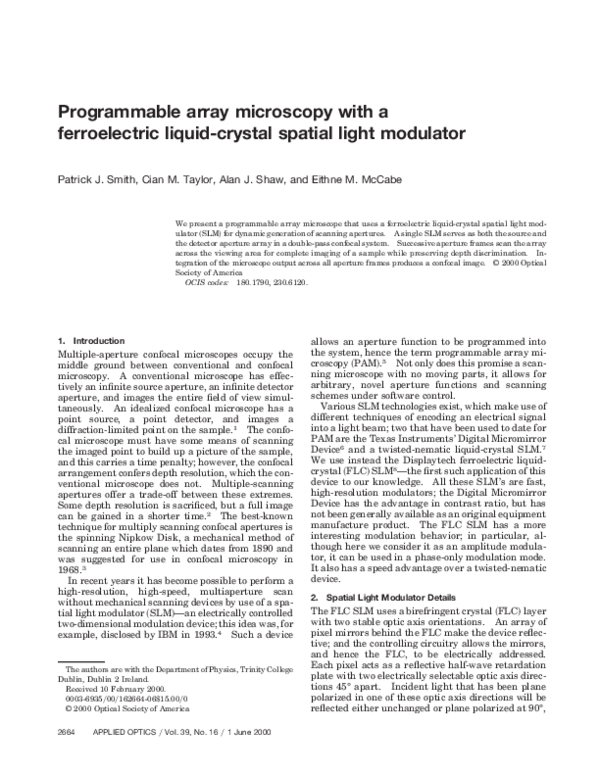 (PDF) Programmable Array Microscopy with a Ferroelectric Liquid-Crystal ...