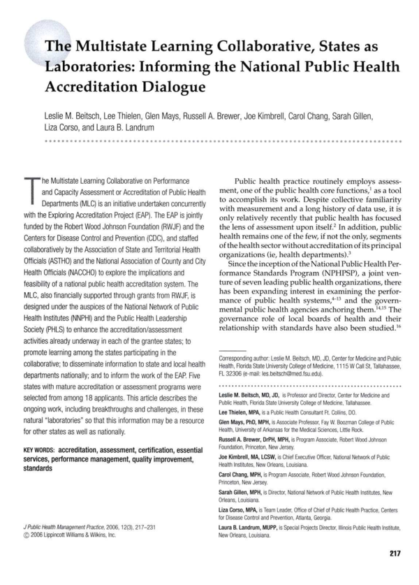 (PDF) The Multistate Learning Collaborative, States as Laboratories