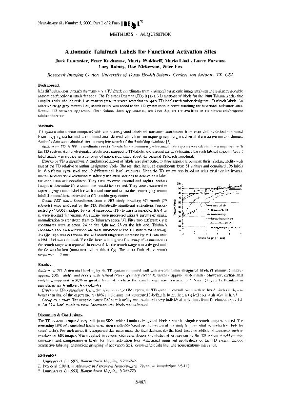 (PDF) Automatic talairach labels for functional activation sites