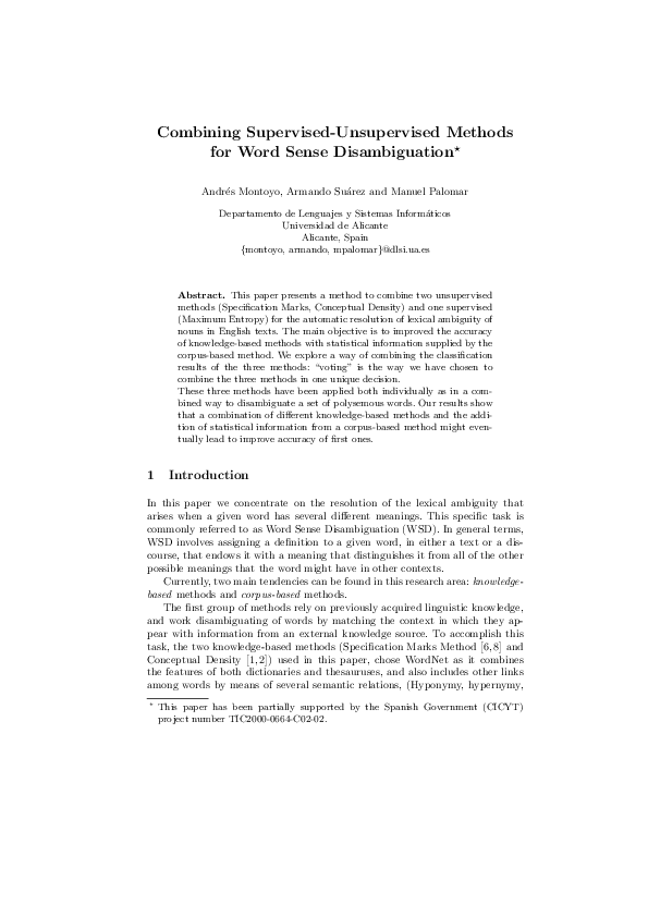 (PDF) Combining Supervised-Unsupervised Methods for Word Sense ...