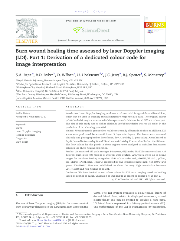 (PDF) Burn wound healing time assessed by laser Doppler imaging. Part 2 ...