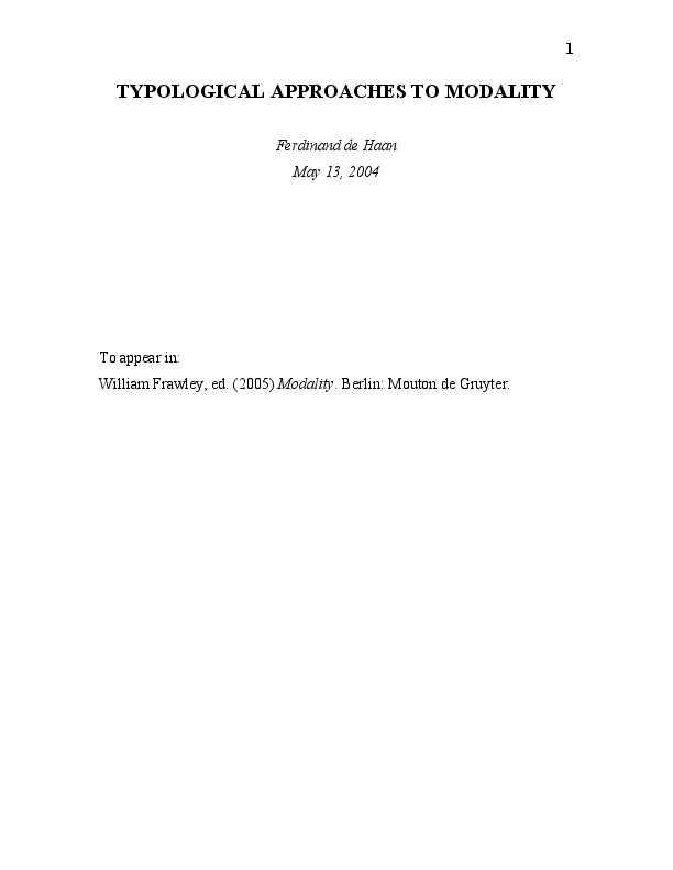 (PDF) Typological approaches to modality