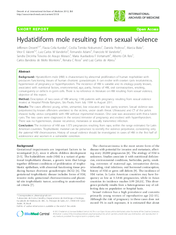 (PDF) Hydatidiform mole resulting from sexual violence