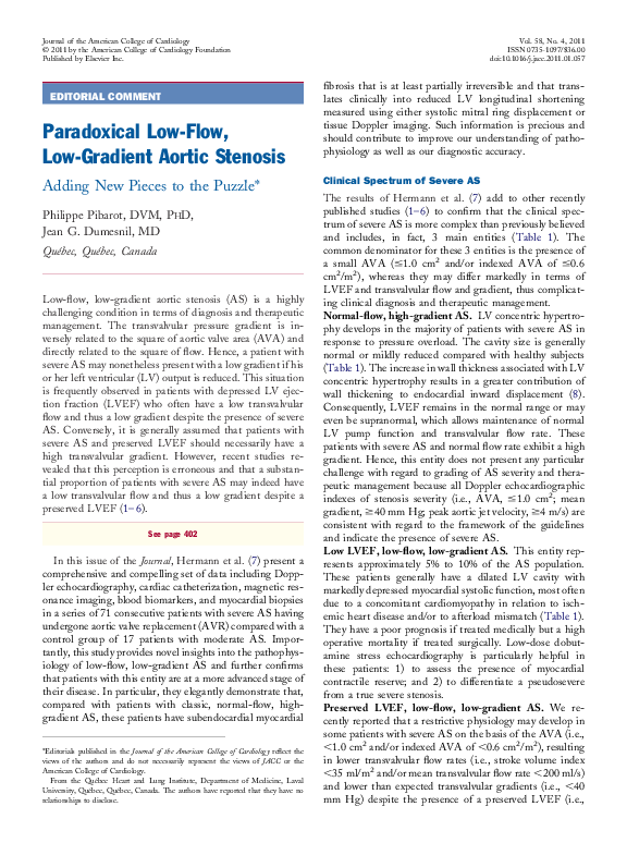 (PDF) Paradoxical Low-Flow, Low-Gradient Aortic Stenosis: New Evidence ...