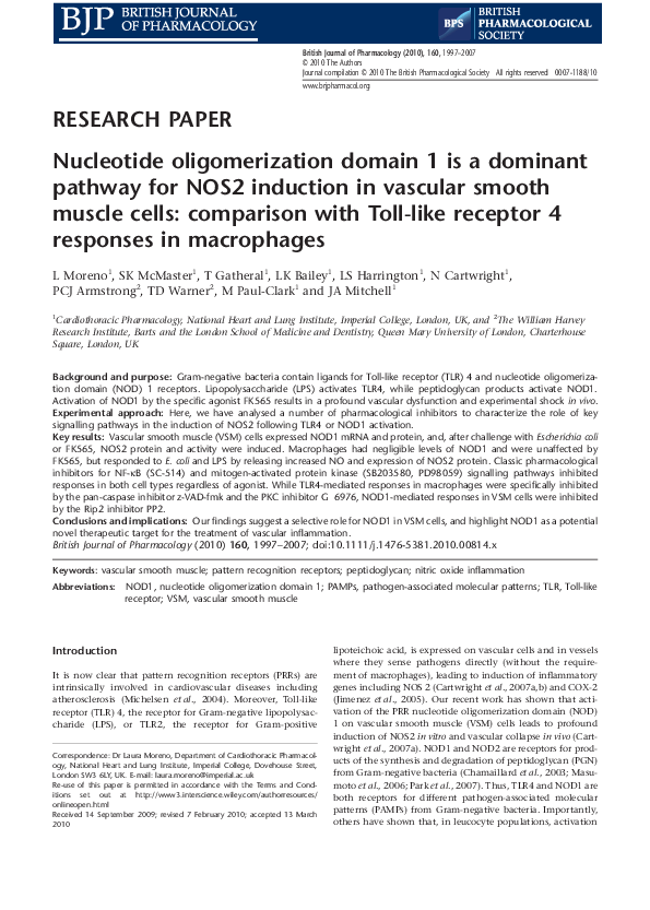 (PDF) Nucleotide oligomerization domain 1 is a dominant pathway for ...