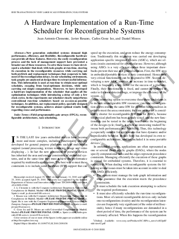 (PDF) A Hardware Implementation of a Run-Time Scheduler for Reconfigurable Systems