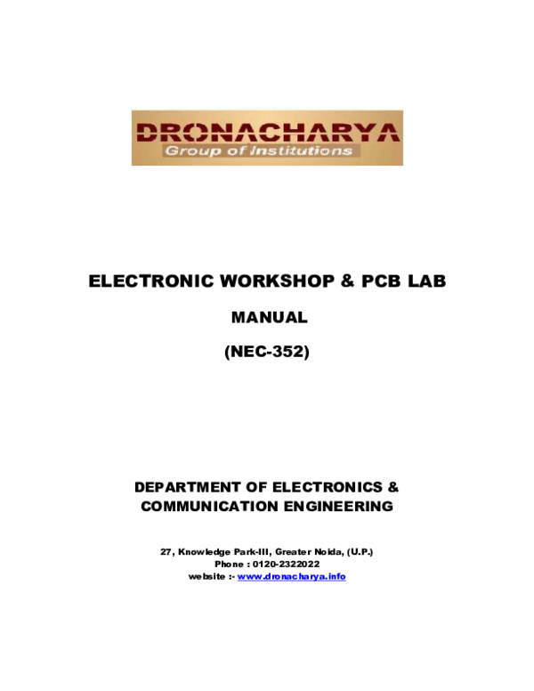 (PDF) ELECTRONIC WORKSHOP & PCB LAB