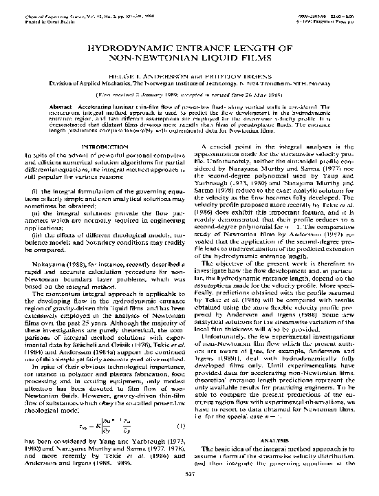 (PDF) Hydrodynamic entrance length of non-newtonian liquid films ...