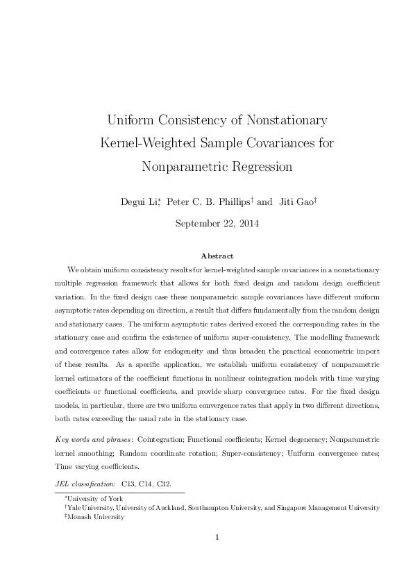(PDF) Uniform Consistency of Nonstationary Kernel-Weighted Sample Covariances for Nonparametric ...