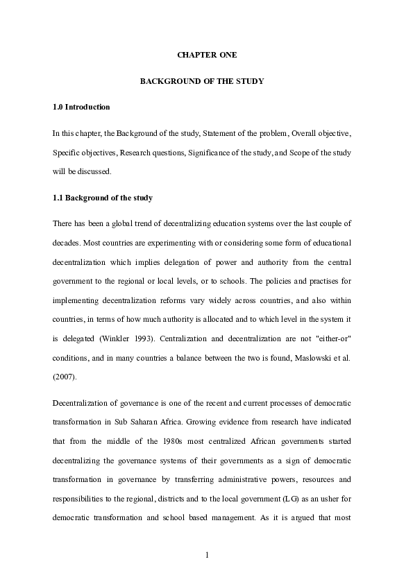 (DOC) CHAPTER ONE BACKGROUND OF THE STUDY