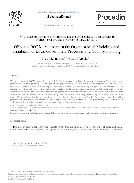 (PDF) OBA and BORM Approach in the Organizational Modeling and Simulation of Local Government ...
