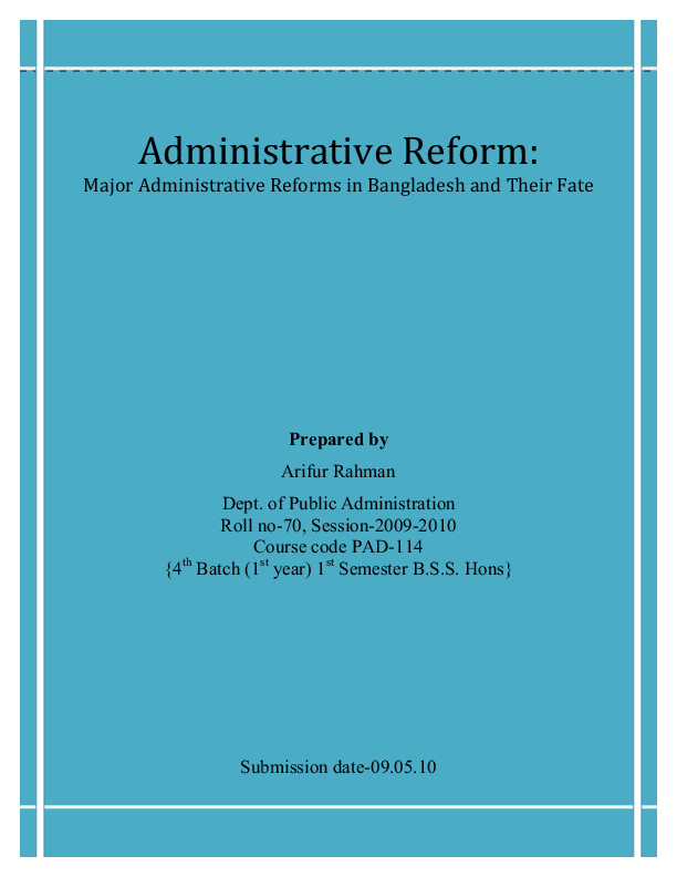 (DOC) Administrative Reform: Major Administrative Reforms In Bangladesh ...