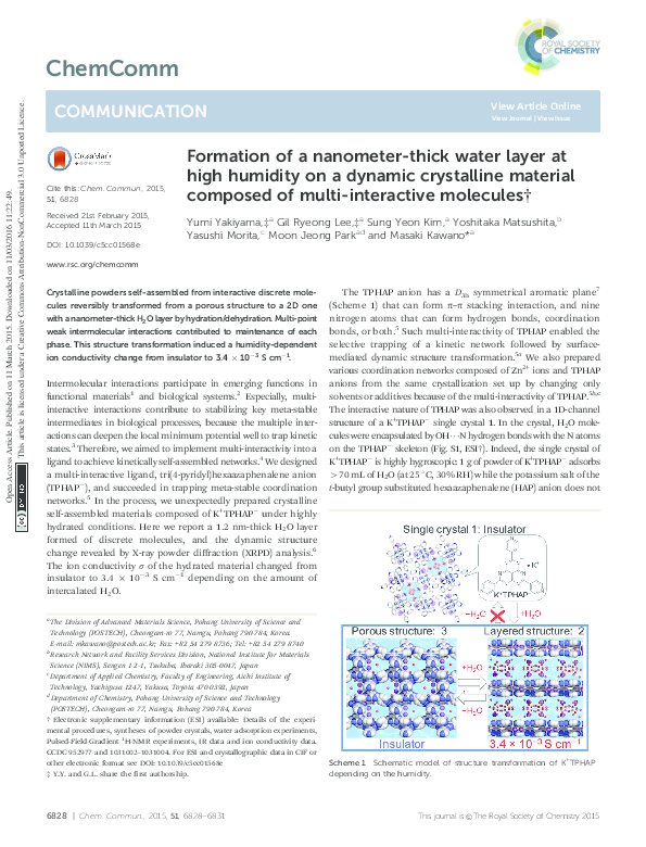 (PDF) Formation of a nanometer-thick water layer at high humidity on a ...