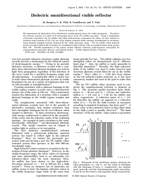 (PDF) Dielectric omnidirectional visible reflector