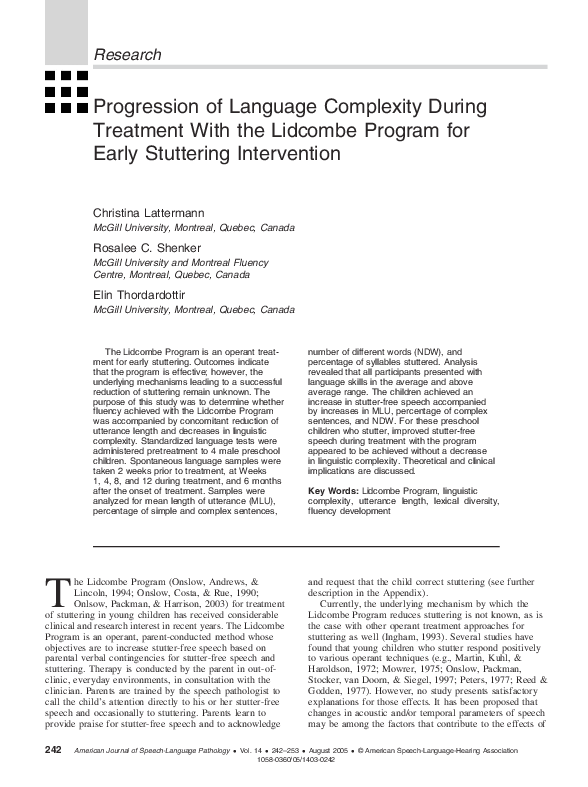 (PDF) Progression of Language Complexity During Treatment With the ...