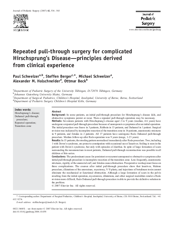 (PDF) Repeated pull-through surgery for complicated Hirschsprung's ...