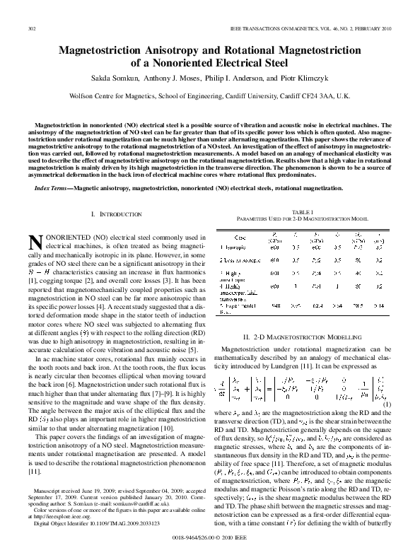 (PDF) Magnetostriction Anisotropy and Rotational Magnetostriction of a ...