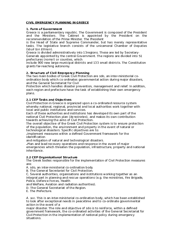 (DOC) CIVIL EMERGENCY PLANNING IN GREECE