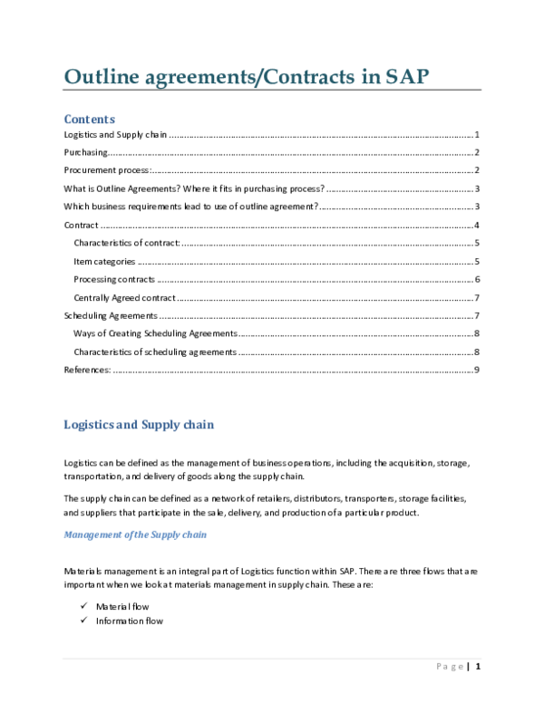(PDF) Outline agreements/Contracts in SAP