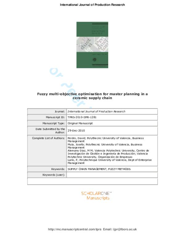 (PDF) Fuzzy multi-objective optimisation for master planning in a ... (PDF) Fuzzy multi-objective optimisation for master planning in a ...
