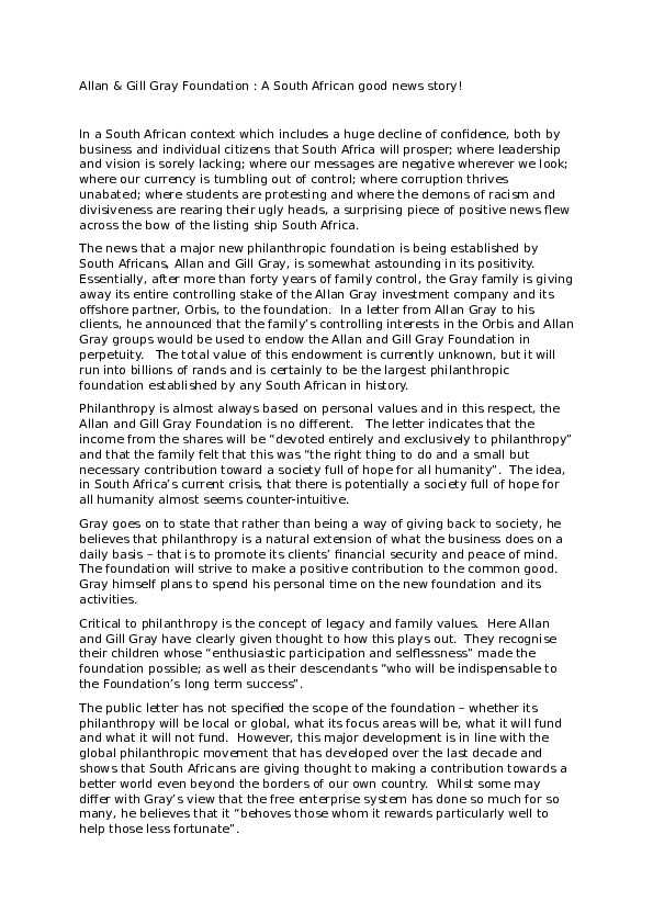 (DOC) Allan and Gill Gray Foundation