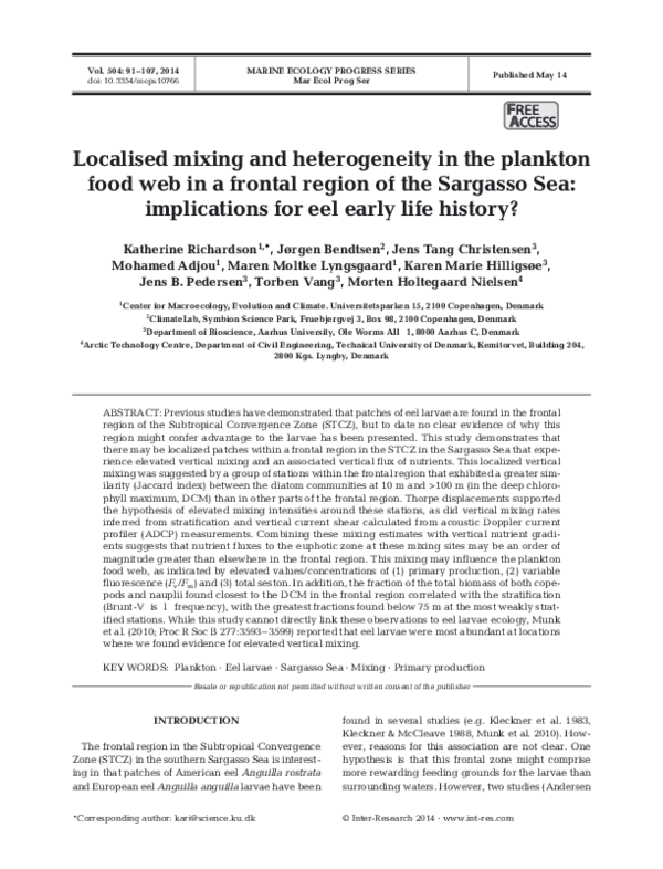 (PDF) Localised mixing and heterogeneity in the plankton food web in a frontal region of the ...