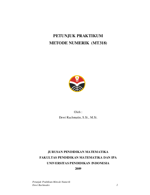 (PDF) Petunjuk Praktikum Metode Numerik Dewi Rachmatin PETUNJUK ...